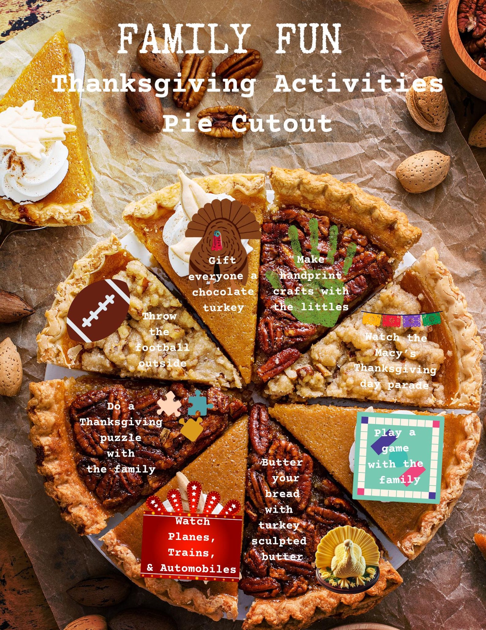 Family Fun Thanksgiving Activity - Pie Cutout - Etsy