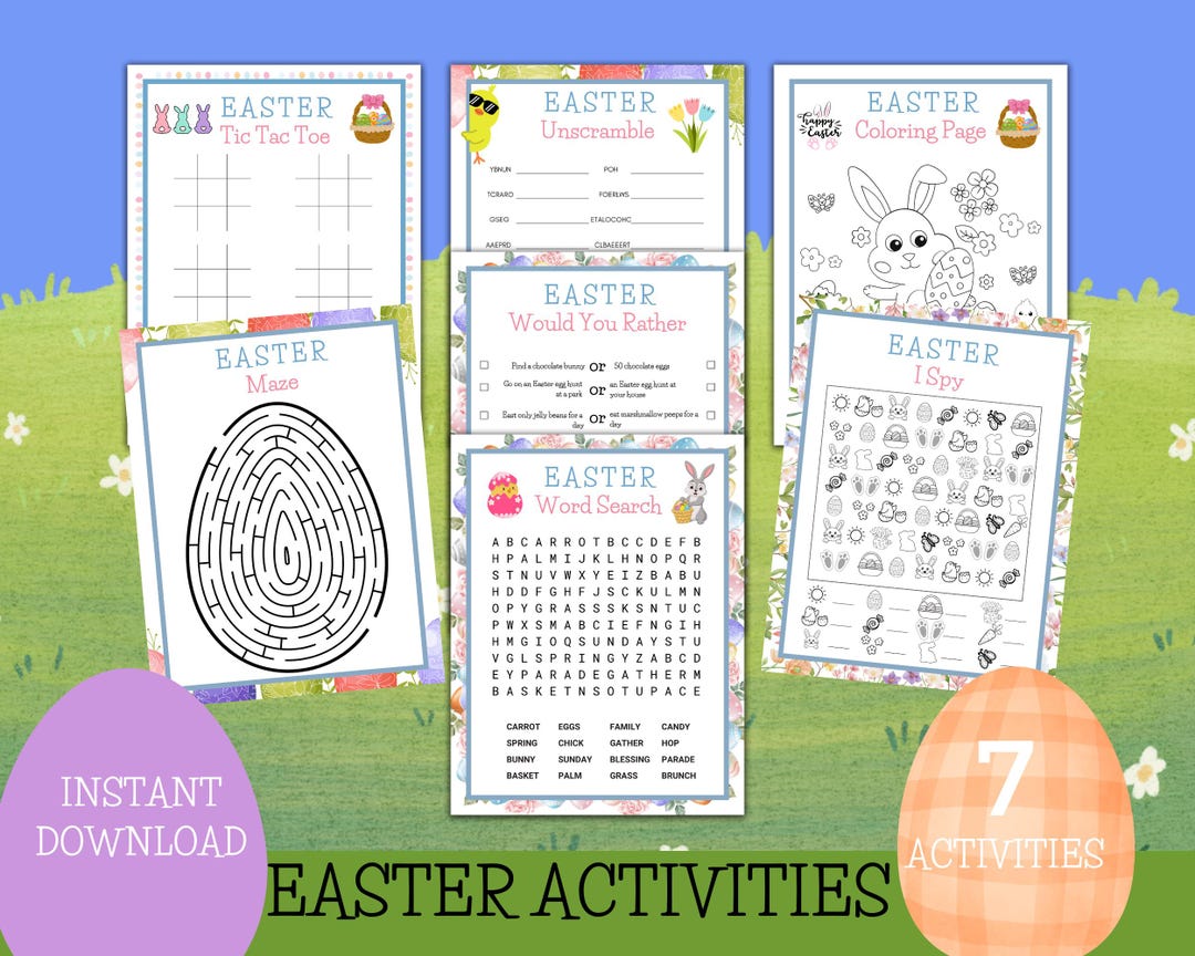 Easter Activity Games: Word Search, Maze, Coloring (PDF Download) - Etsy