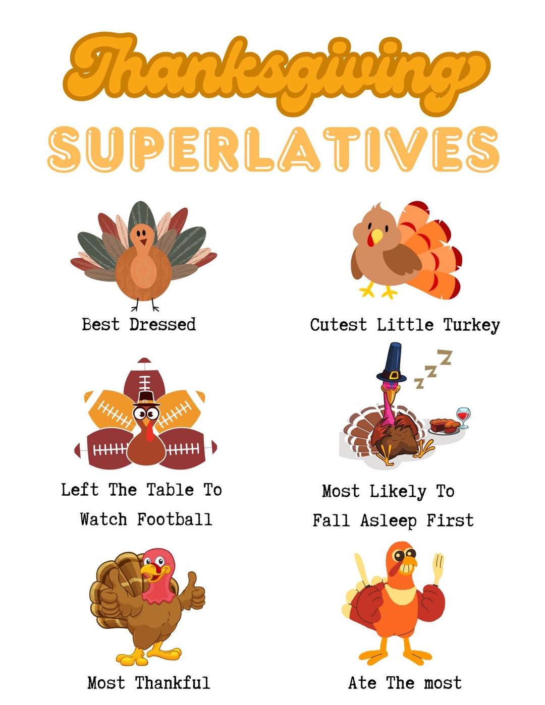 Thanksgiving Superlatives Fun Awards to Give Out at Your Thanksgiving ...