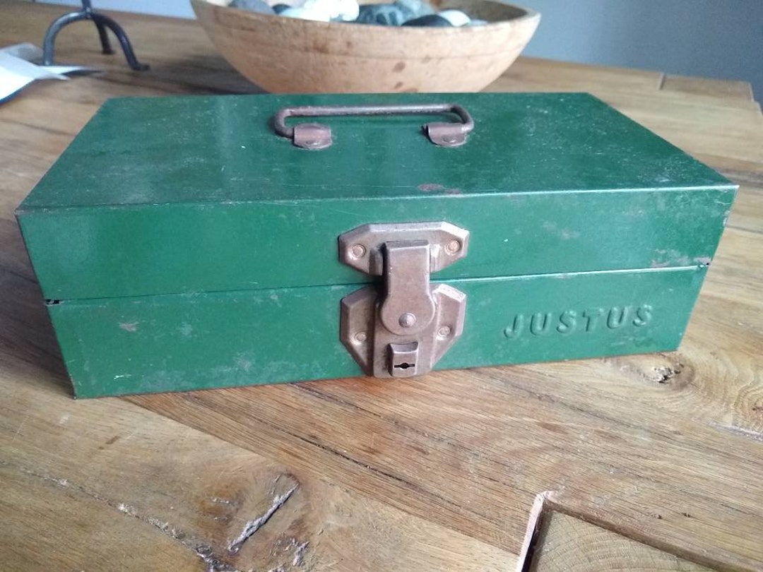 Vintage Metal Tool Box by Justus, Nice Patina, Green - Etsy