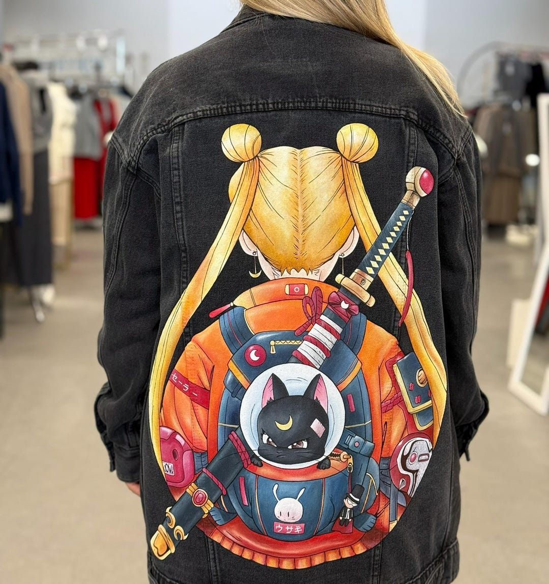 Hand-painted Anime Denim Jacket: Custom Manga Art - Etsy