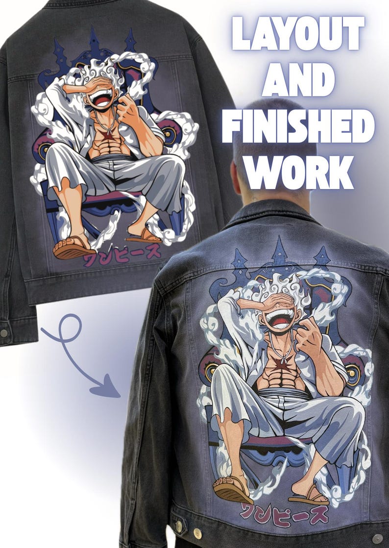 Hand-painted Anime Denim Jacket, Unique Streetwear Gift for Him Her ...