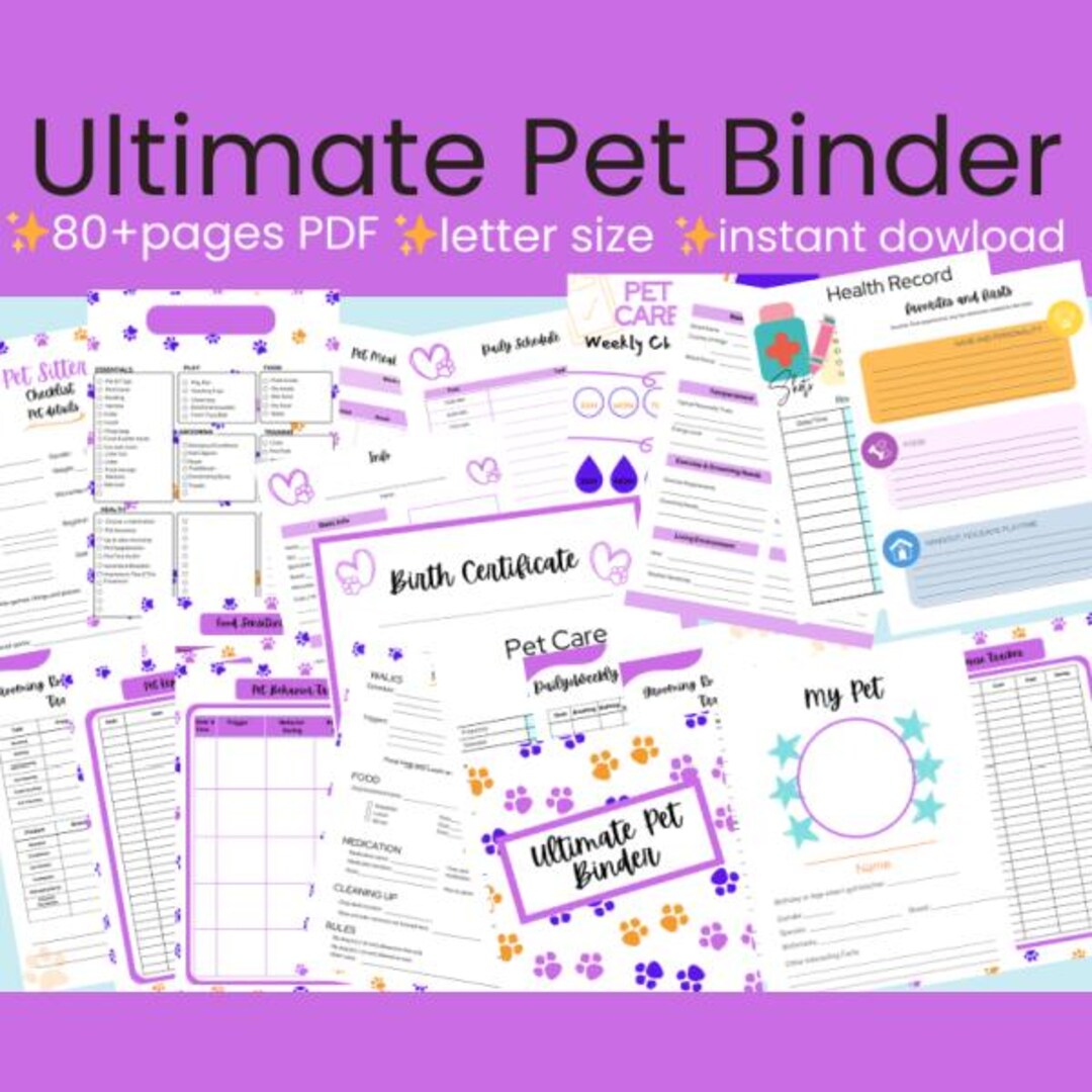 Ultimate Pet Binder, Pet Planner, Pet Health Tracker, Pet Medical ...