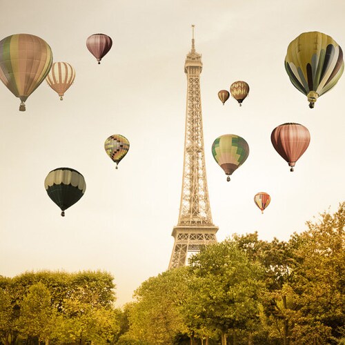Paris Photography Hot Air Balloons Print Eiffel Tower Paris - Etsy