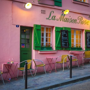 Paris Pink Cafe Photo, France Photography, Bistro Montmartre Photo Menu ...