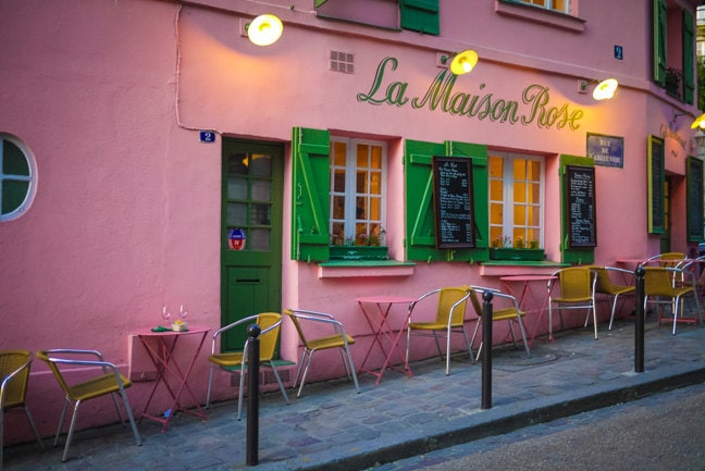 Paris Pink Cafe Photo, France Photography, Bistro Montmartre Photo Menu ...