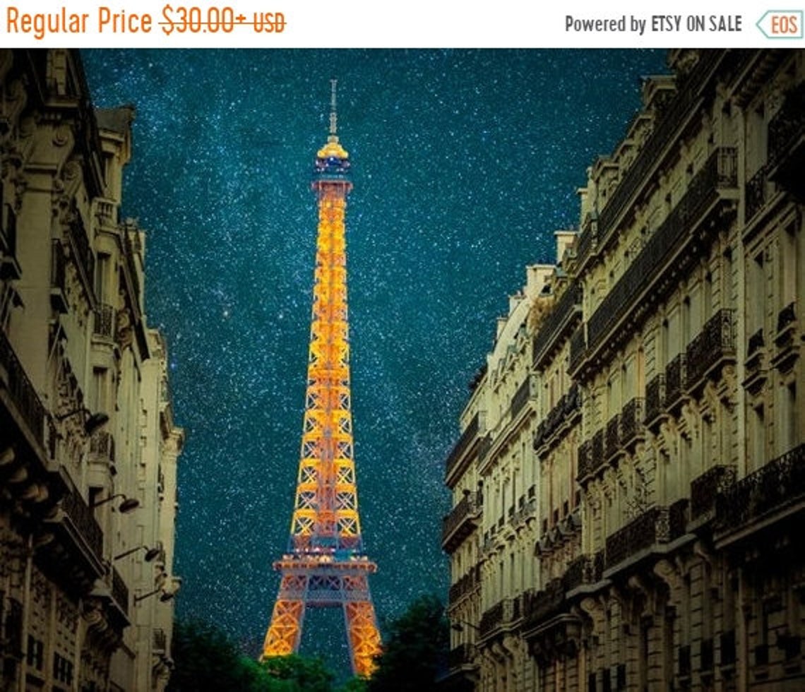 Paris Night Photograph Night Sky Paris Photo Eiffel Tower - Etsy