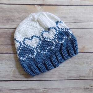 Knit Baby Heart Hat, Custom Baby Heart Hat, Baby Hat With Hearts, Knit ...