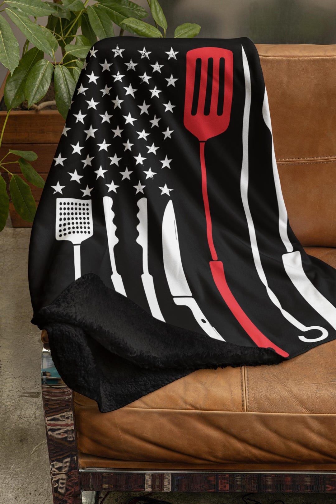 Grilling USA Flag Fleece Sherpa Blanket for Barbeque Lovers to Keep ...