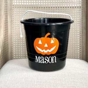 Personalized Plastic Halloween Rope Pail Bucket for Girls and Boys ...