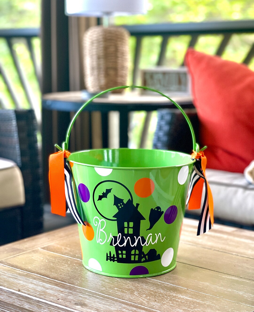 Personalized Haunted House 5 QT Halloween Bucket; Several Bucket Colors ...