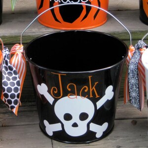 Personalized Black 5QT Halloween Trick or Treating Bucket With Handles ...