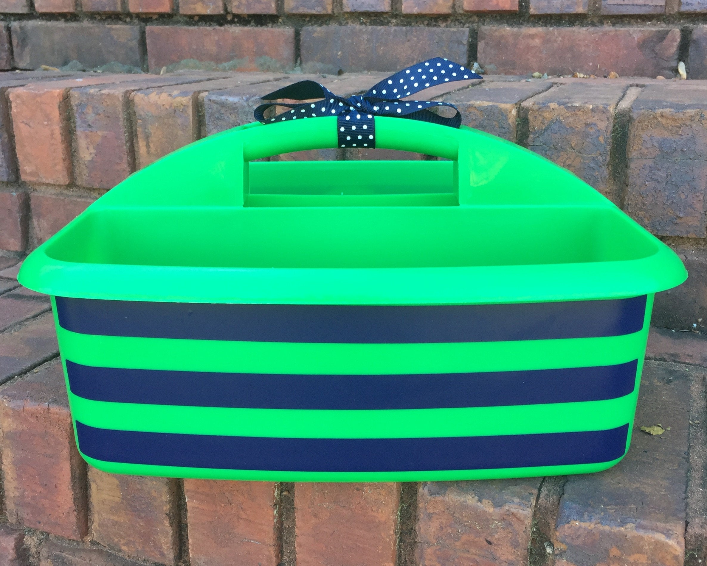 Personalized Green Shower Caddy with Stripes and Initials | Etsy