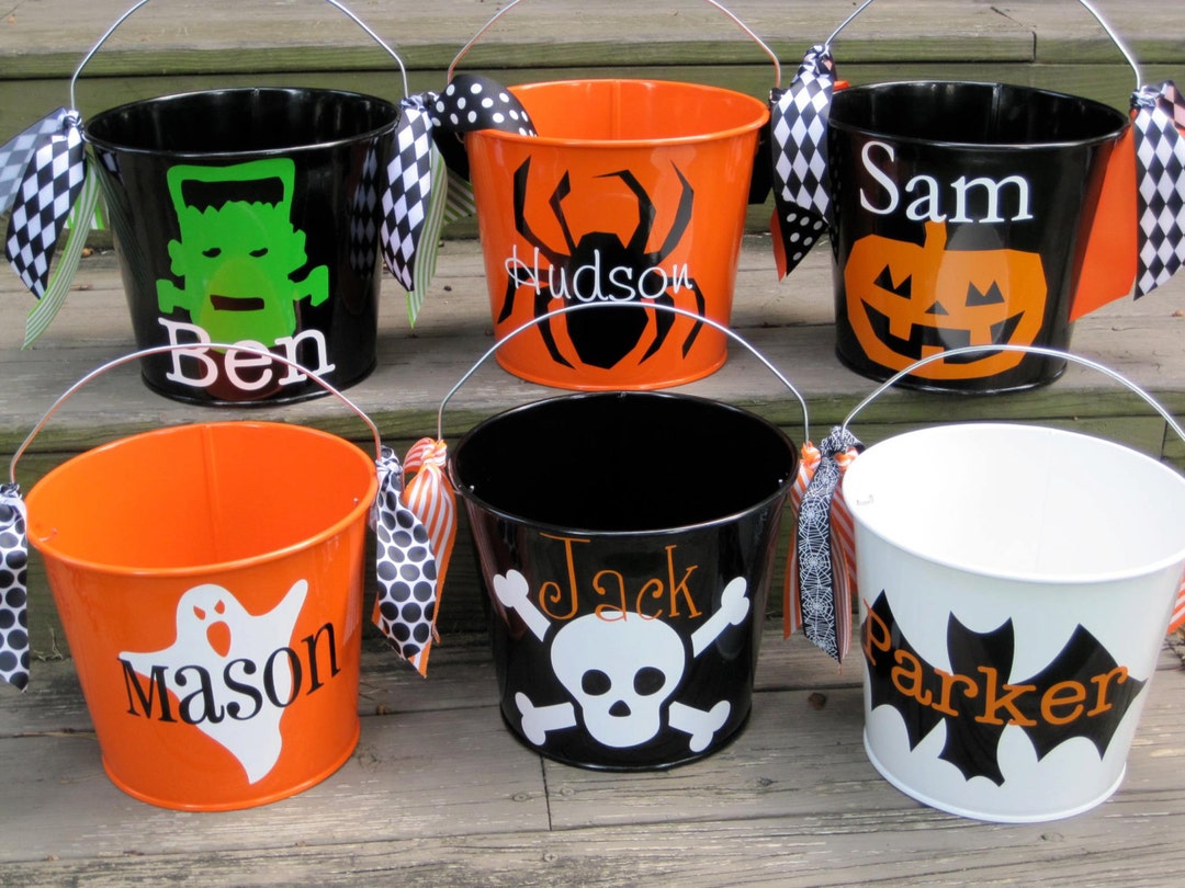 Personalized 5QT Halloween Trick or Treating Bucket With Handles/white ...