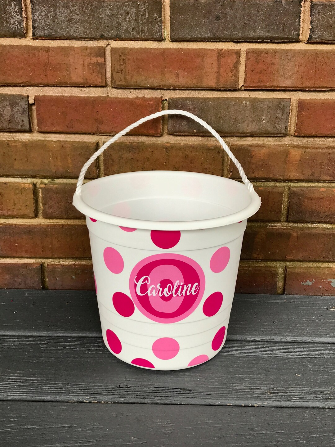 Personalized Rope Pail Bucket for Girls and Boys With Polka Dots ...