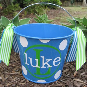 Personalized 5QT Sky Blue Easter Bucket W/large Letter, Name Circle ...