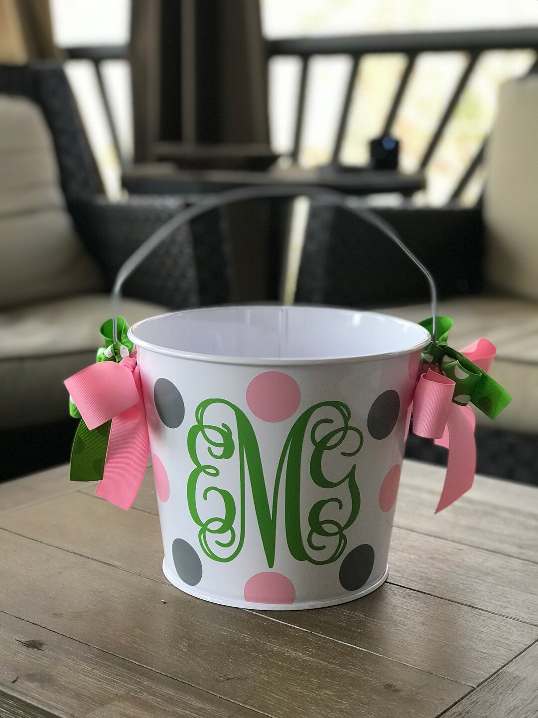 Personalized 5QT Bucket W/large Monogram & Polka Dots; Several Bucket ...