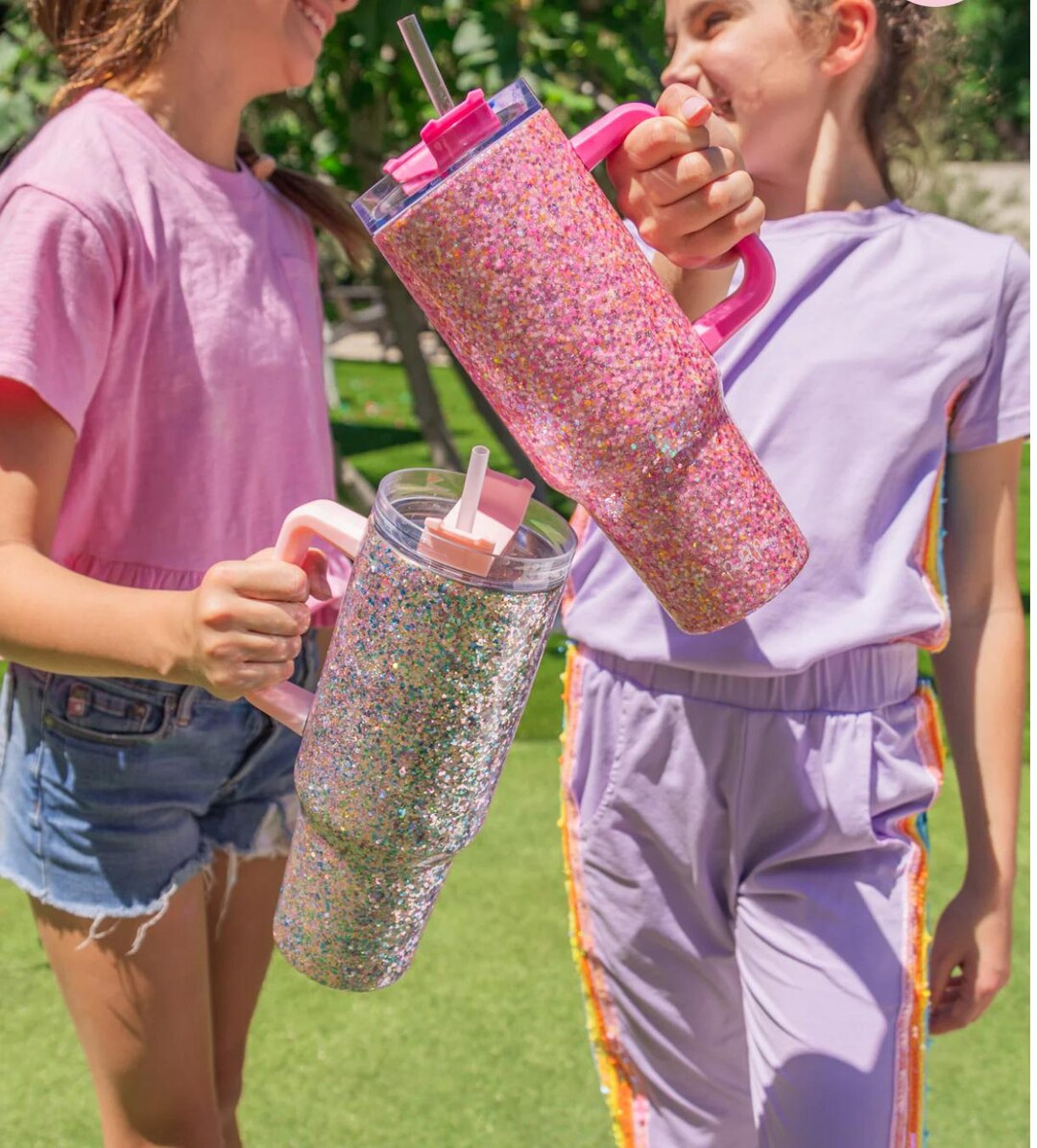 Personalized 40oz Glitter Stainless Sipper With Handle 2 Colors to ...