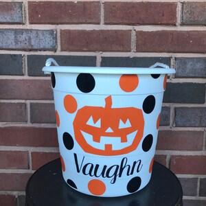 Personalized Plastic Halloween Rope Pail Bucket for Girls and Boys ...
