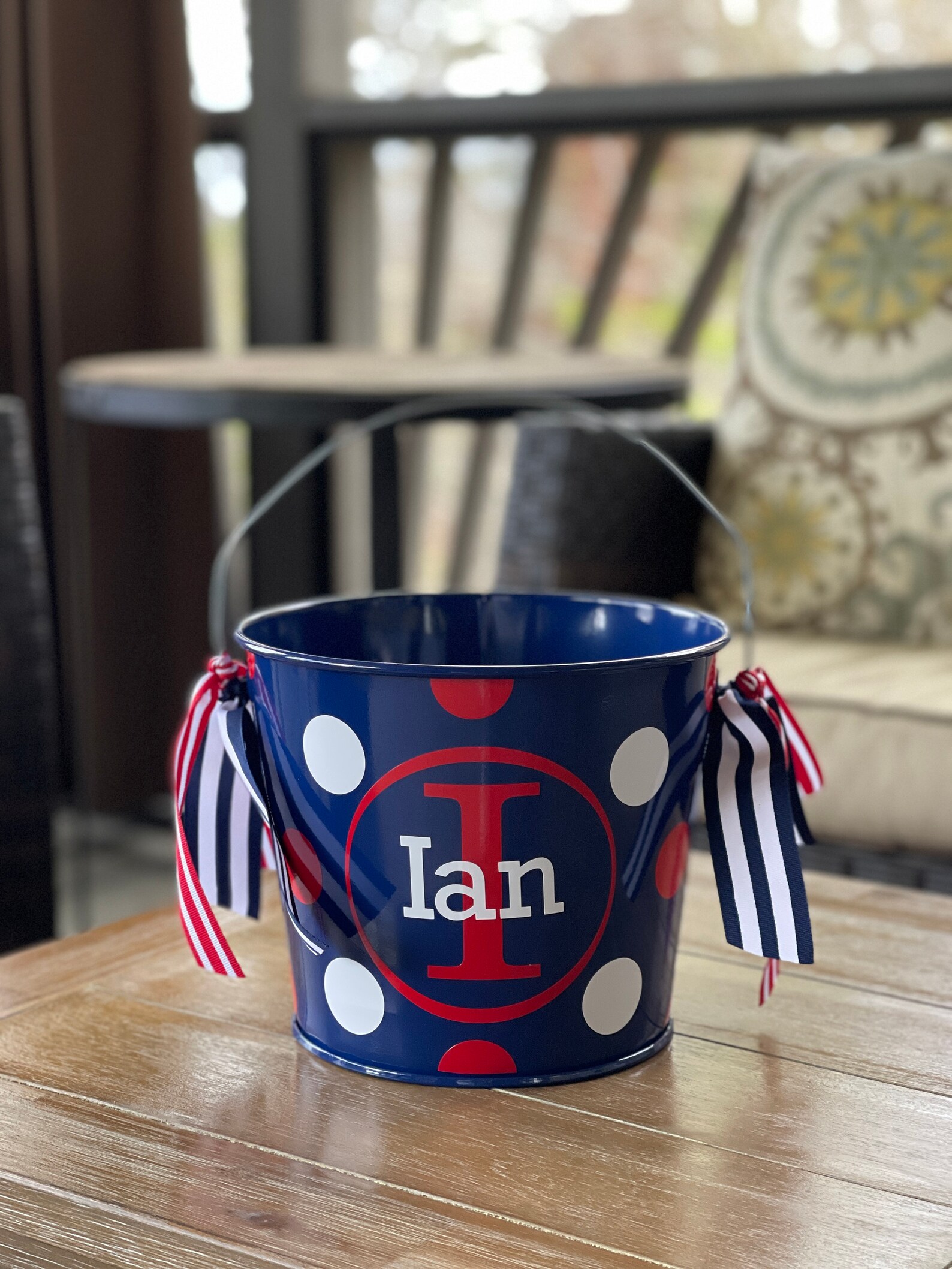 Personalized 5QT Bucket W/large Letter, Name, Circle & Polka Dots ...