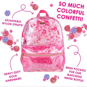 Personalized Pink Party Clear Confetti Backpack & Lunchbox 2 Piece Set ...