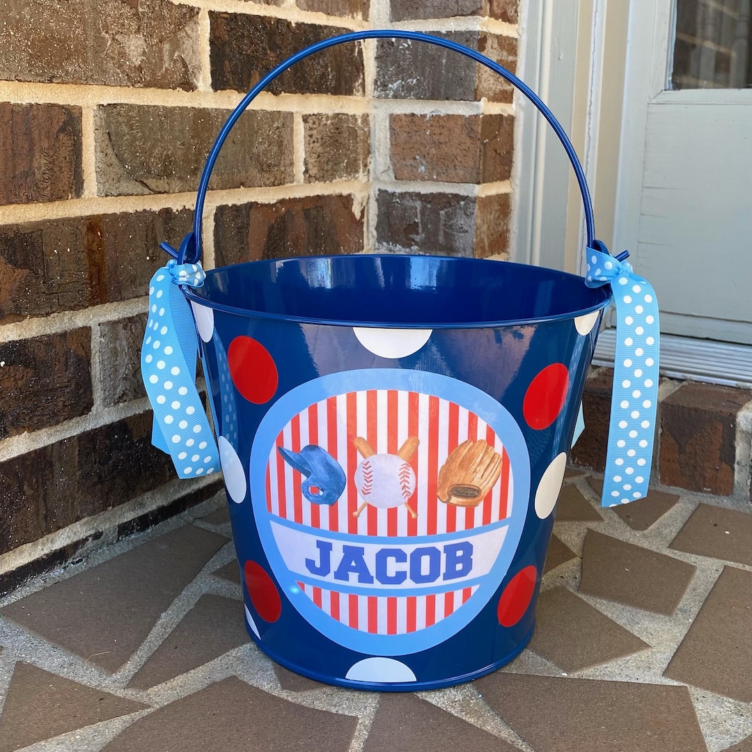 Boy Personalized Bucket; Baseball Bucket With Name; Custom Bucket ...