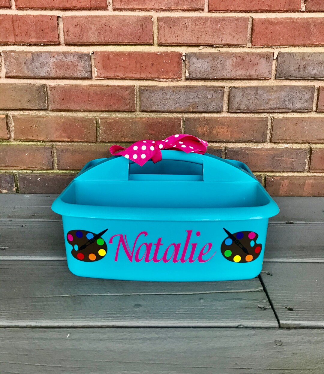 Personalized Turquoise Shower Caddy With Paint Palettes and Name; Great ...