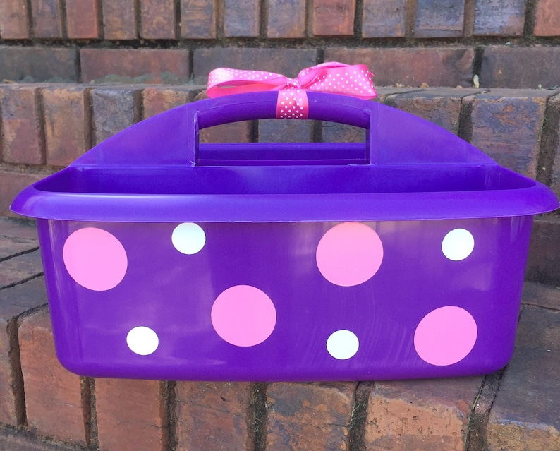 Personalized Navy Shower Caddy With Eagle Polka Dots With - Etsy