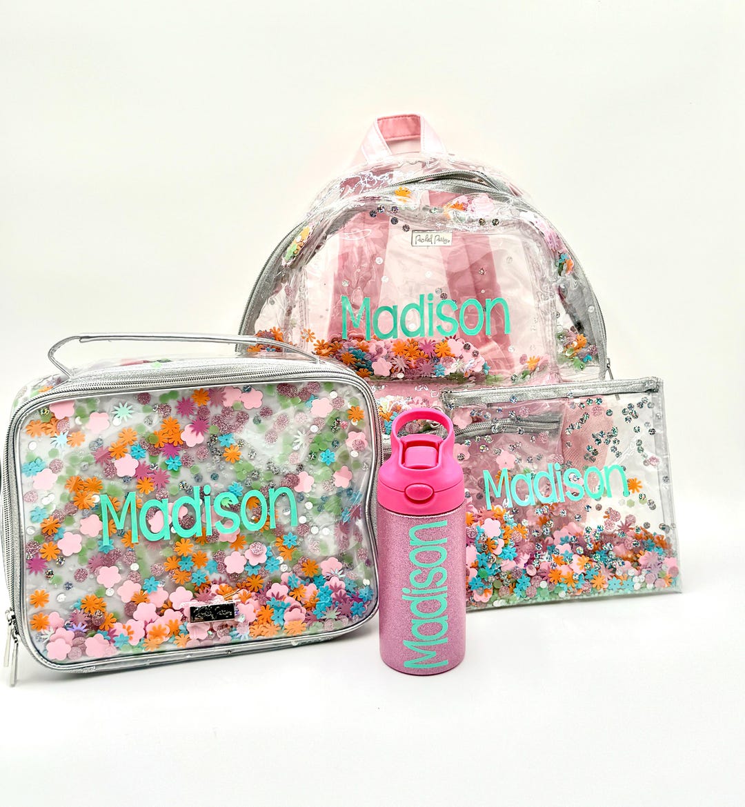 SALE | 4 Piece Set Personalized Flower Shop Clear Confetti Backpack ...