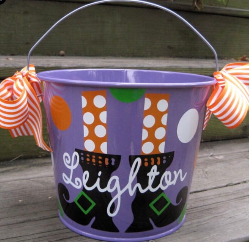 Personalized Orange 5QT Halloween Trick or Treat Bucket With - Etsy