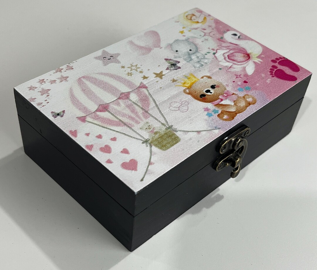 Baby Girl Memory Box, UV Printed Keepsake Chest, Personalized Jewelry ...