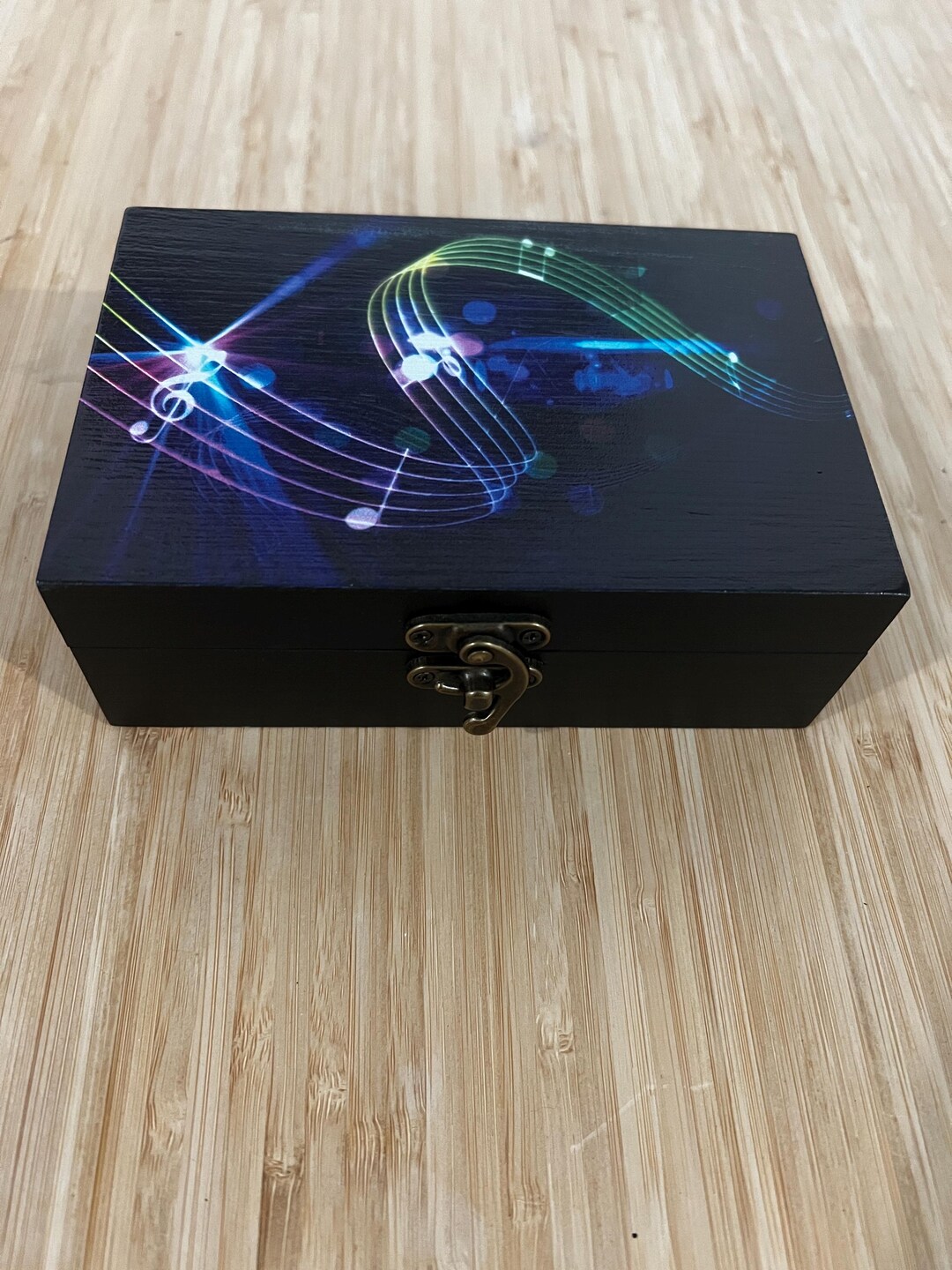 Neon Music Notes Memory Box, UV Print Keepsake Treasure Chest ...