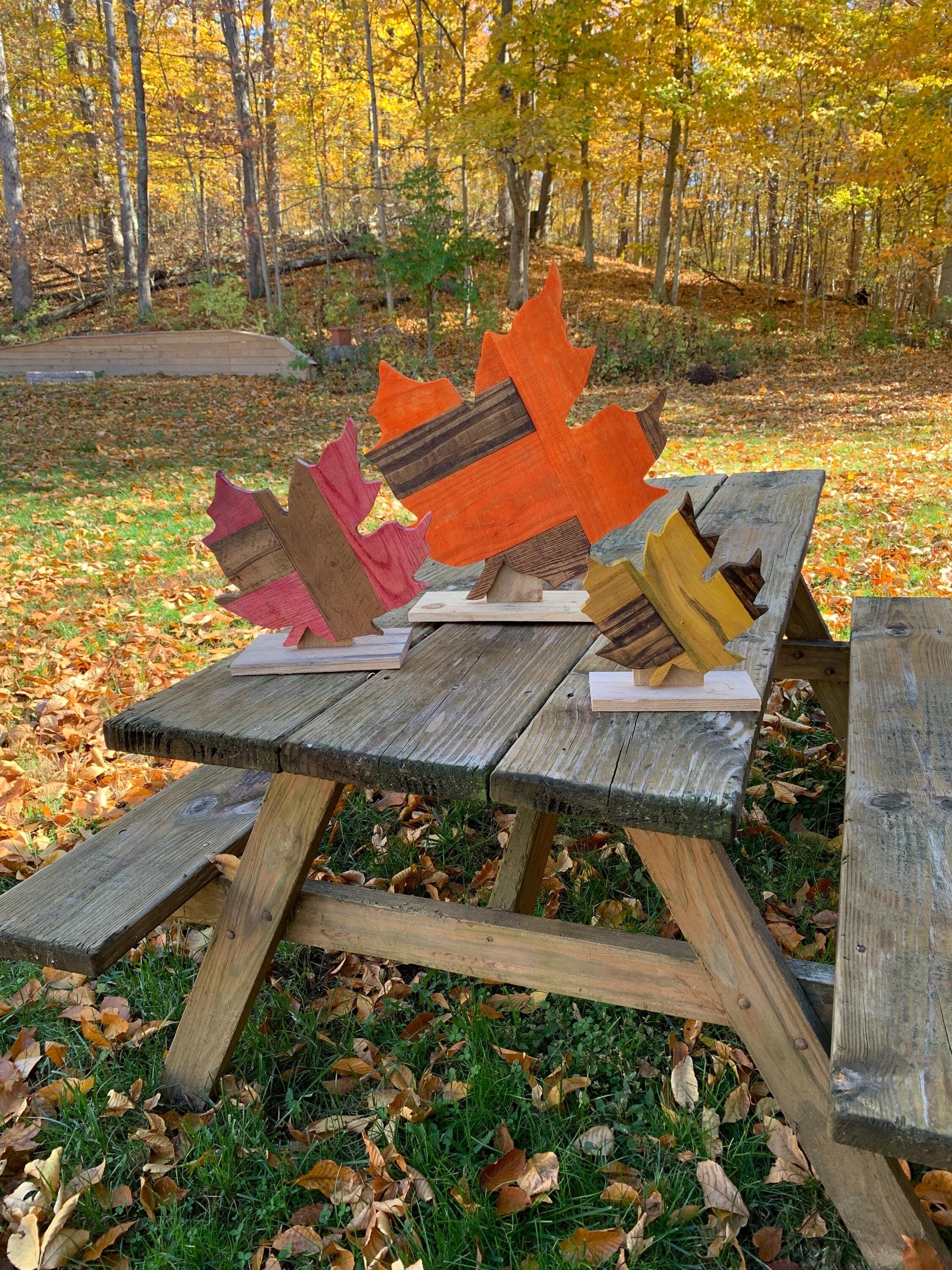 Rustic Wooden Autumn Leaf Decor - Etsy