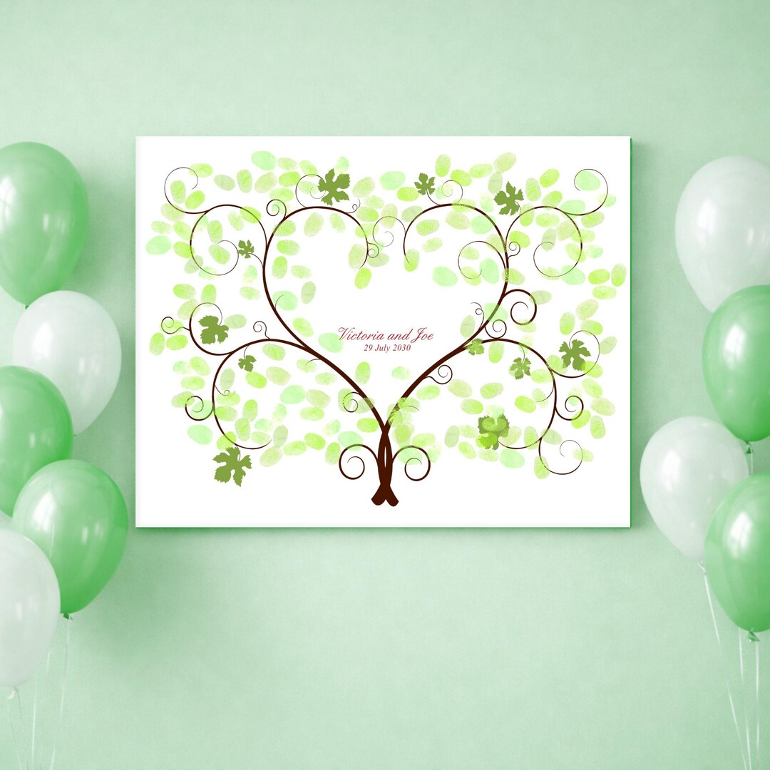 Grape Vine Fingerprint Guest Book Alternative – Wedding Poster - Etsy ...