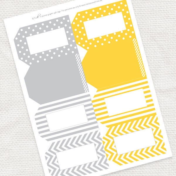 Graphic Gift Tags Chevron Stripes and Dots Printable File - Etsy