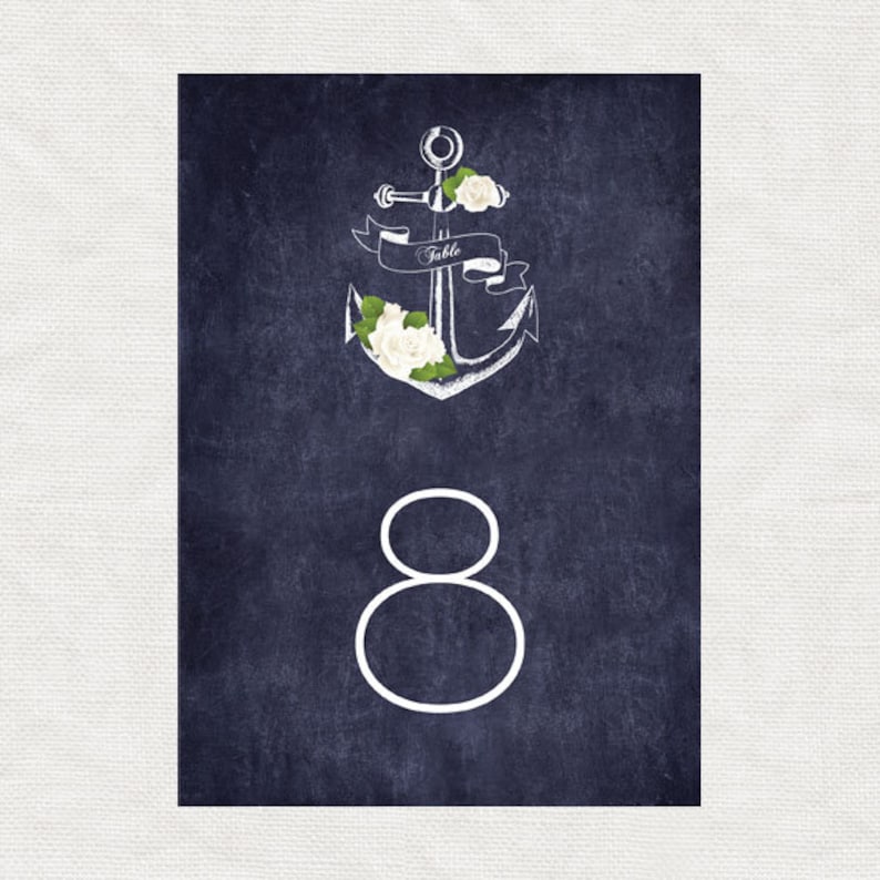 Printable Nautical Wedding Table Numbers Instant Download | Etsy