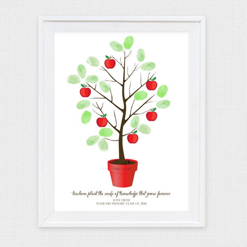 Teacher Appreciation Fingerprint Apple Tree Printable File - Etsy