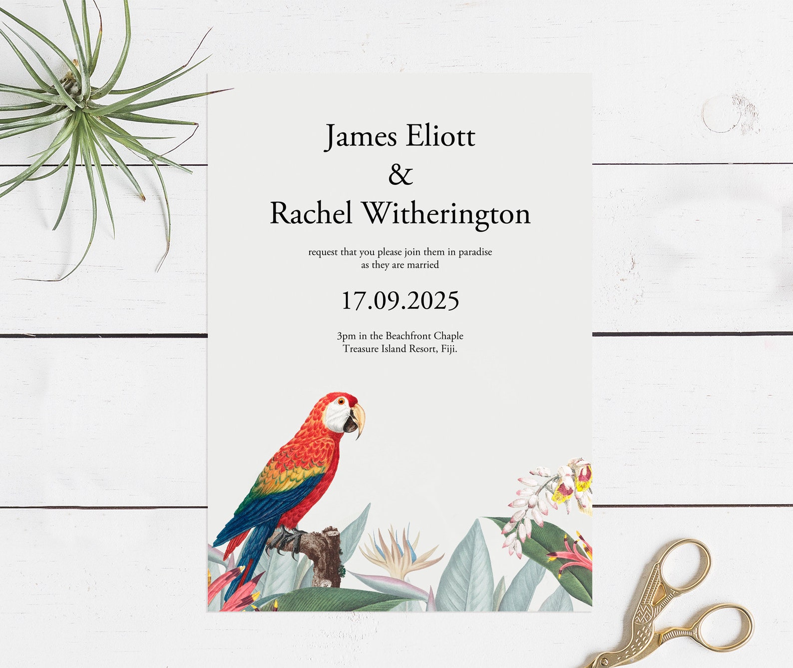 Tropical wedding invitation macaw parrot printable digital | Etsy