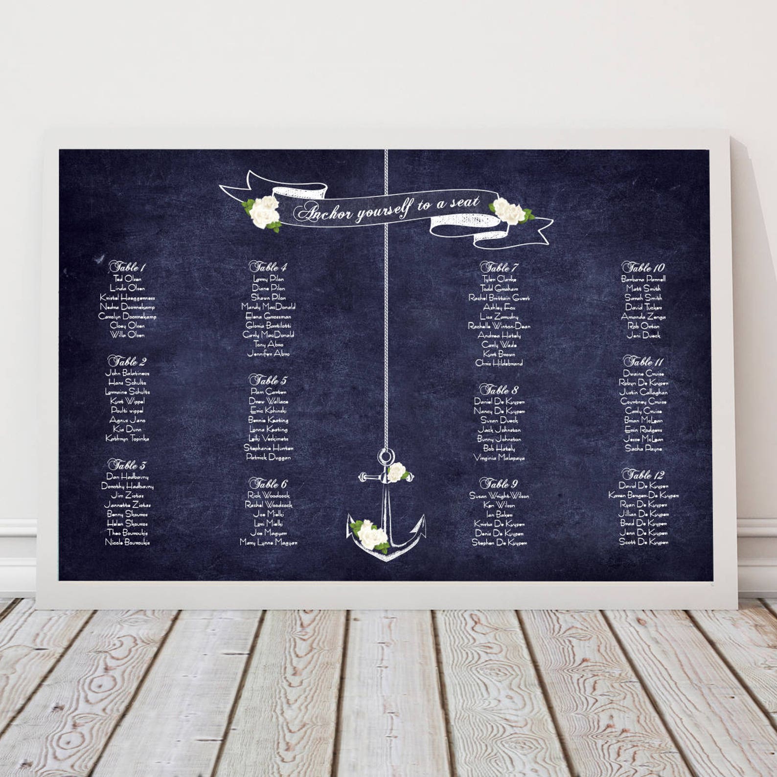 Nautical Wedding Seating Chart Anchors Away Reception Seating - Etsy