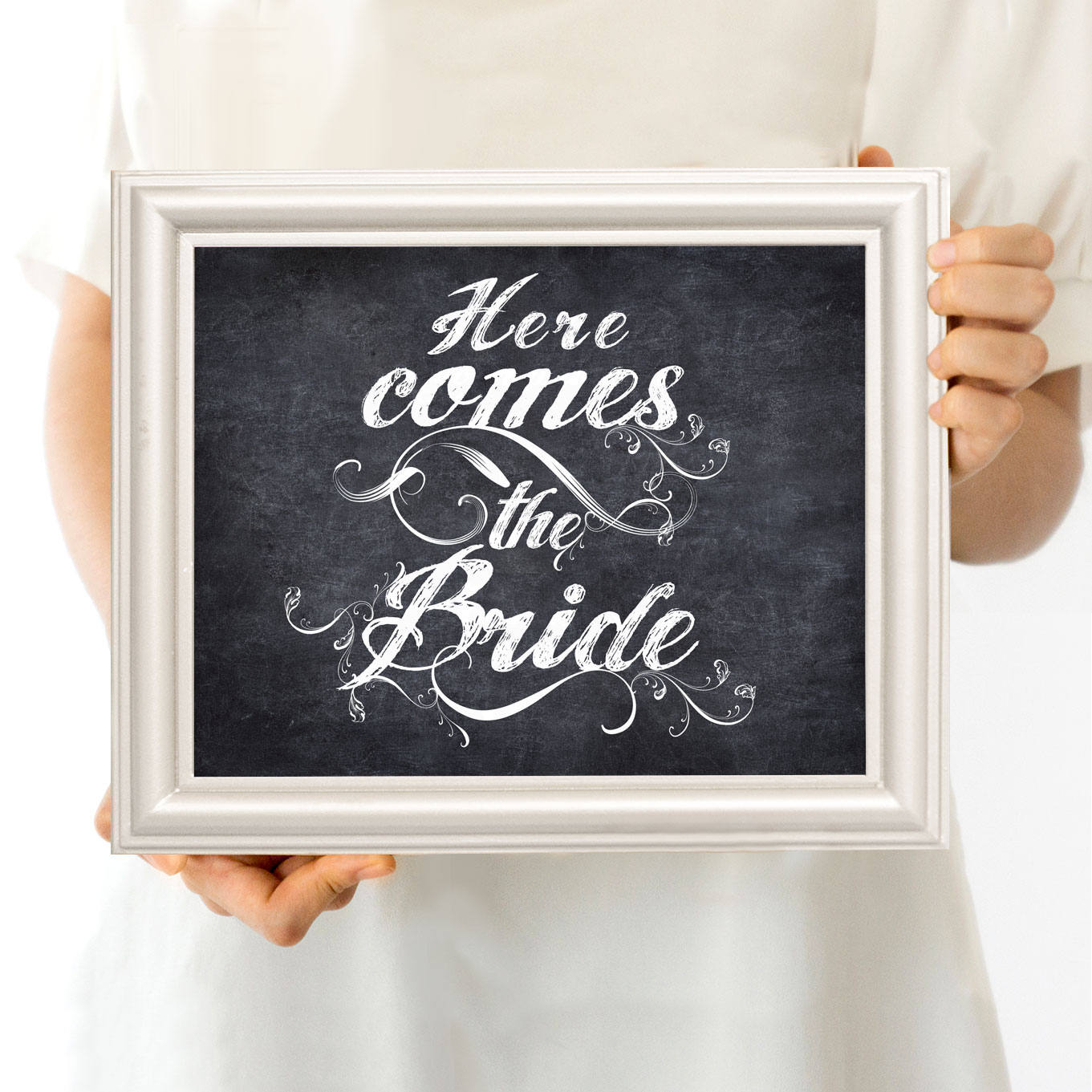 Here comes the Bride wedding sign printable file faux | Etsy