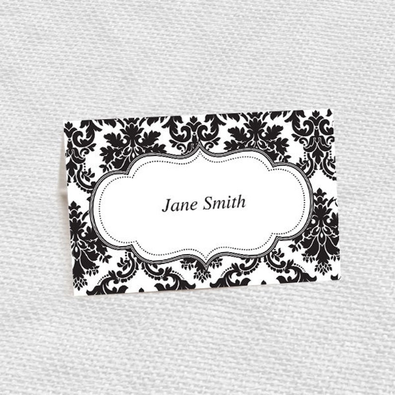 Damask Wedding Reception Decor Templates Printable Table | Etsy