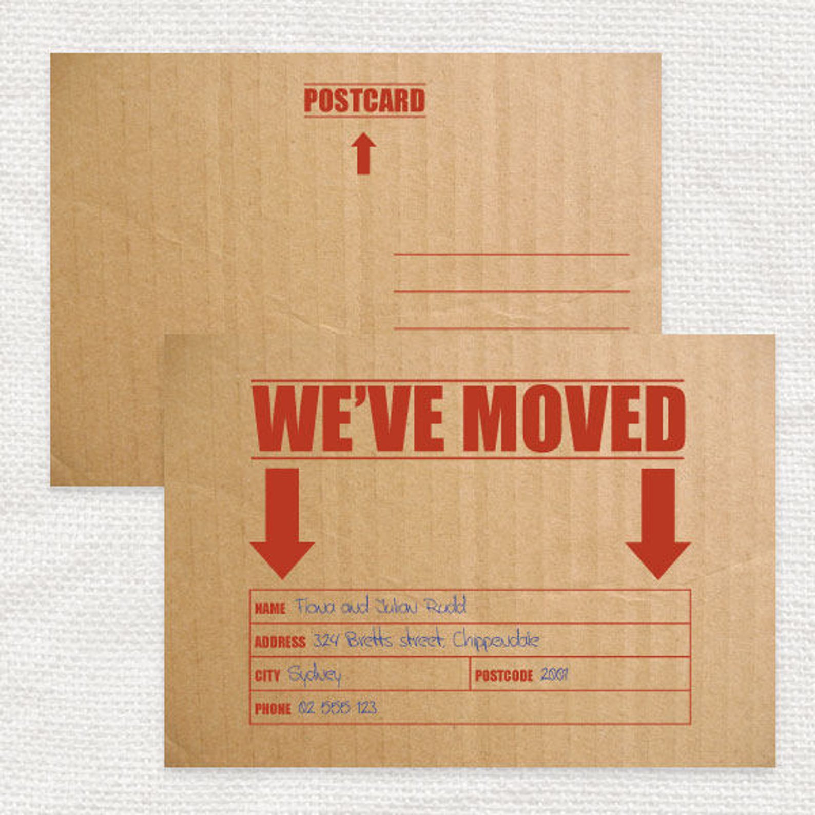 Printable Moving Announcement Cardboard Postcard Look Digital - Etsy