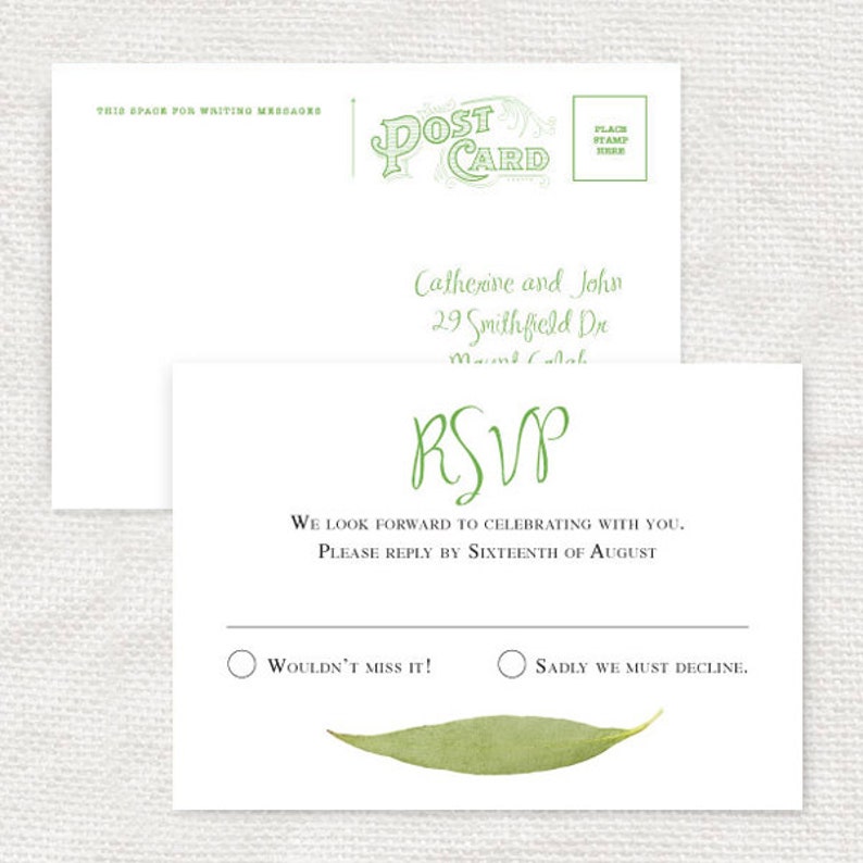 Gum Leaf Printable Wedding Invitation Suite Leaves Eucalyptus - Etsy