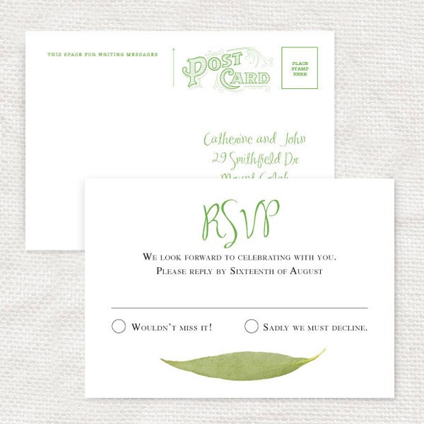 Gum leaf printable wedding invitation suite leaves eucalyptus | Etsy