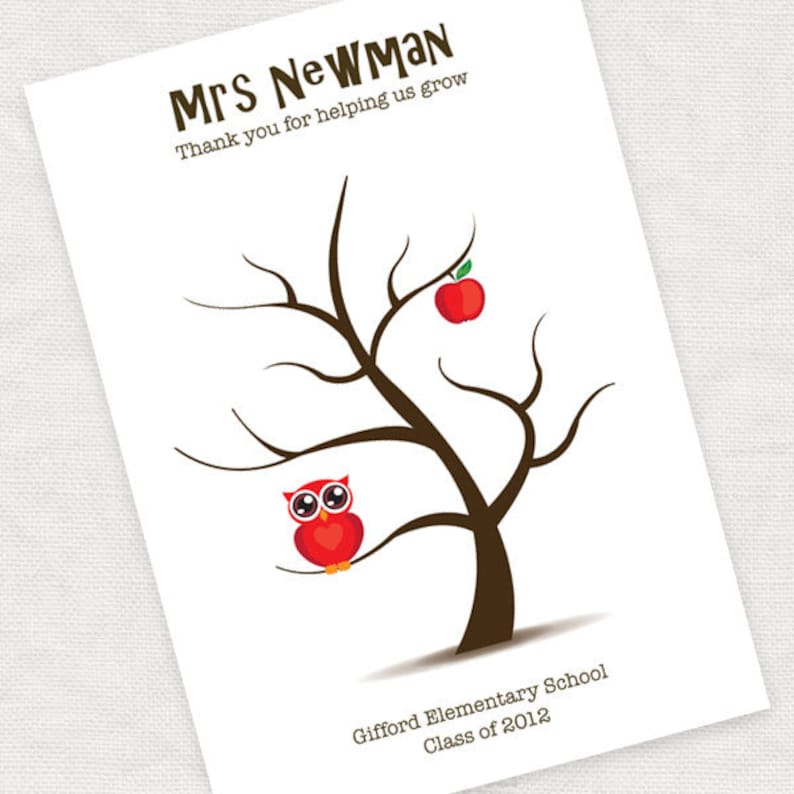 Teacher Appreciation Fingerprint Tree - Printable File - Gift for the ...