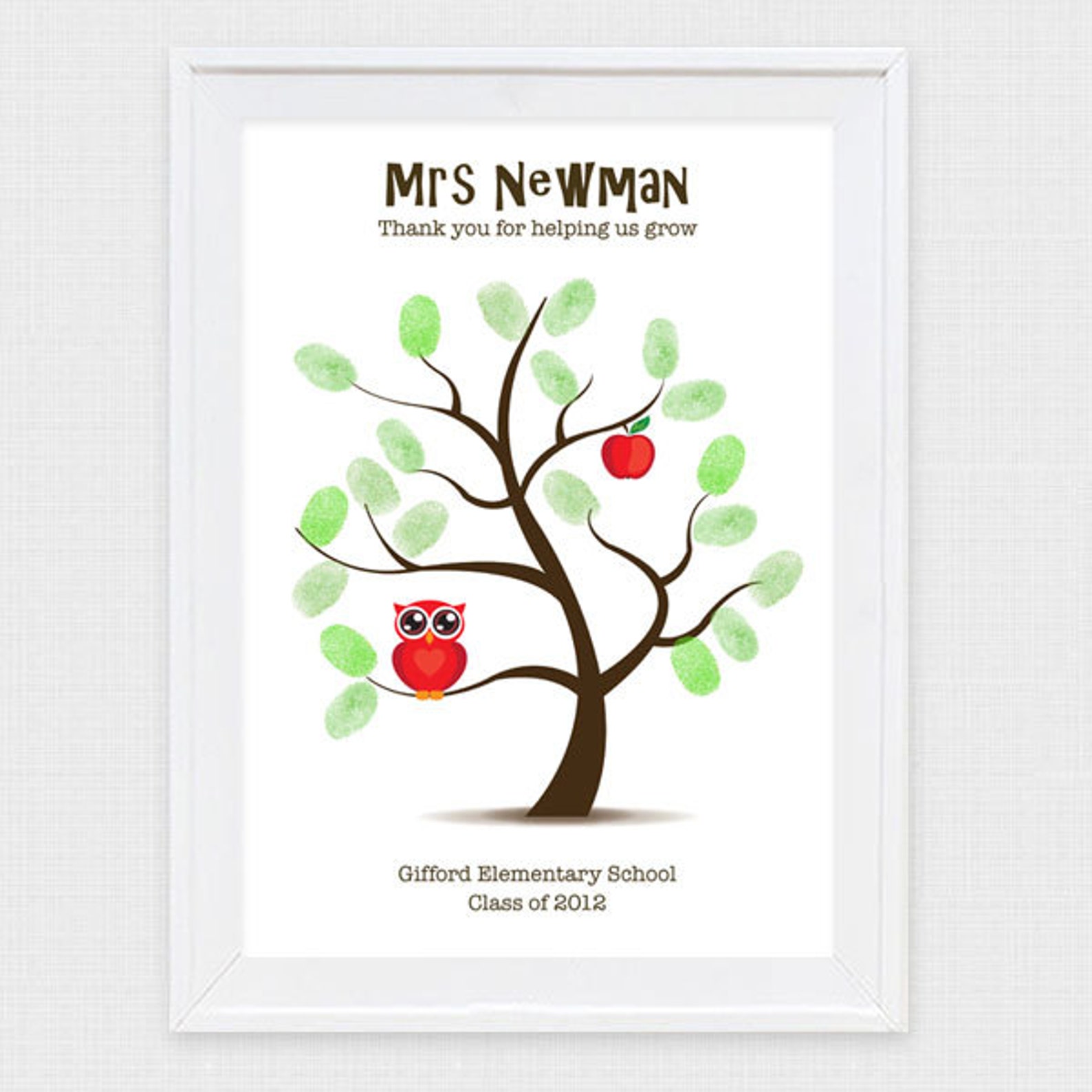 Teacher Appreciation Fingerprint Tree - Printable File - Gift for the ...