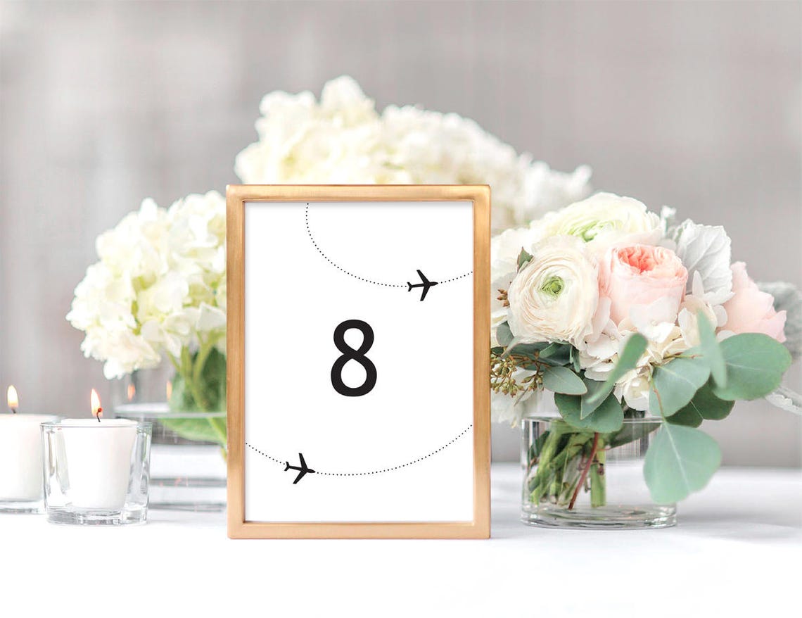 Plane Travel Table Numbers Printable File Come Fly With Me - Etsy