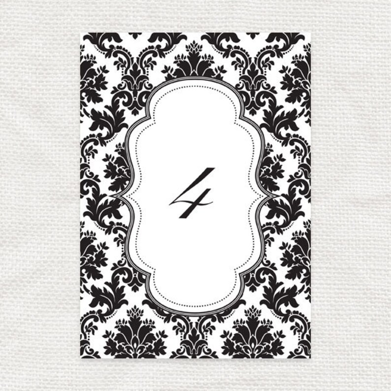 Damask Wedding Reception Decor Templates Printable Table | Etsy