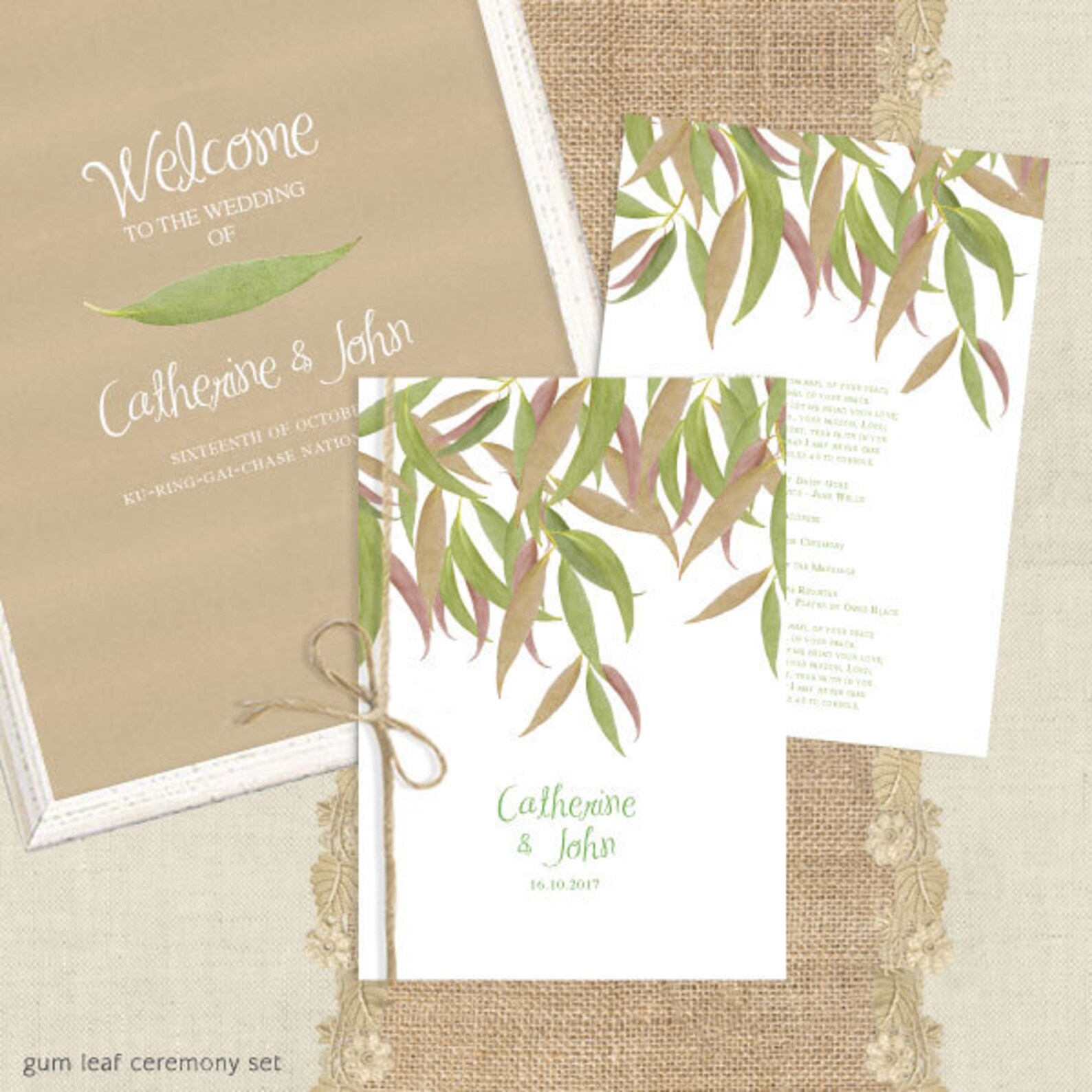Gum Leaf Printable Wedding Invitation Suite - Forest, Bush, Gum Tree ...