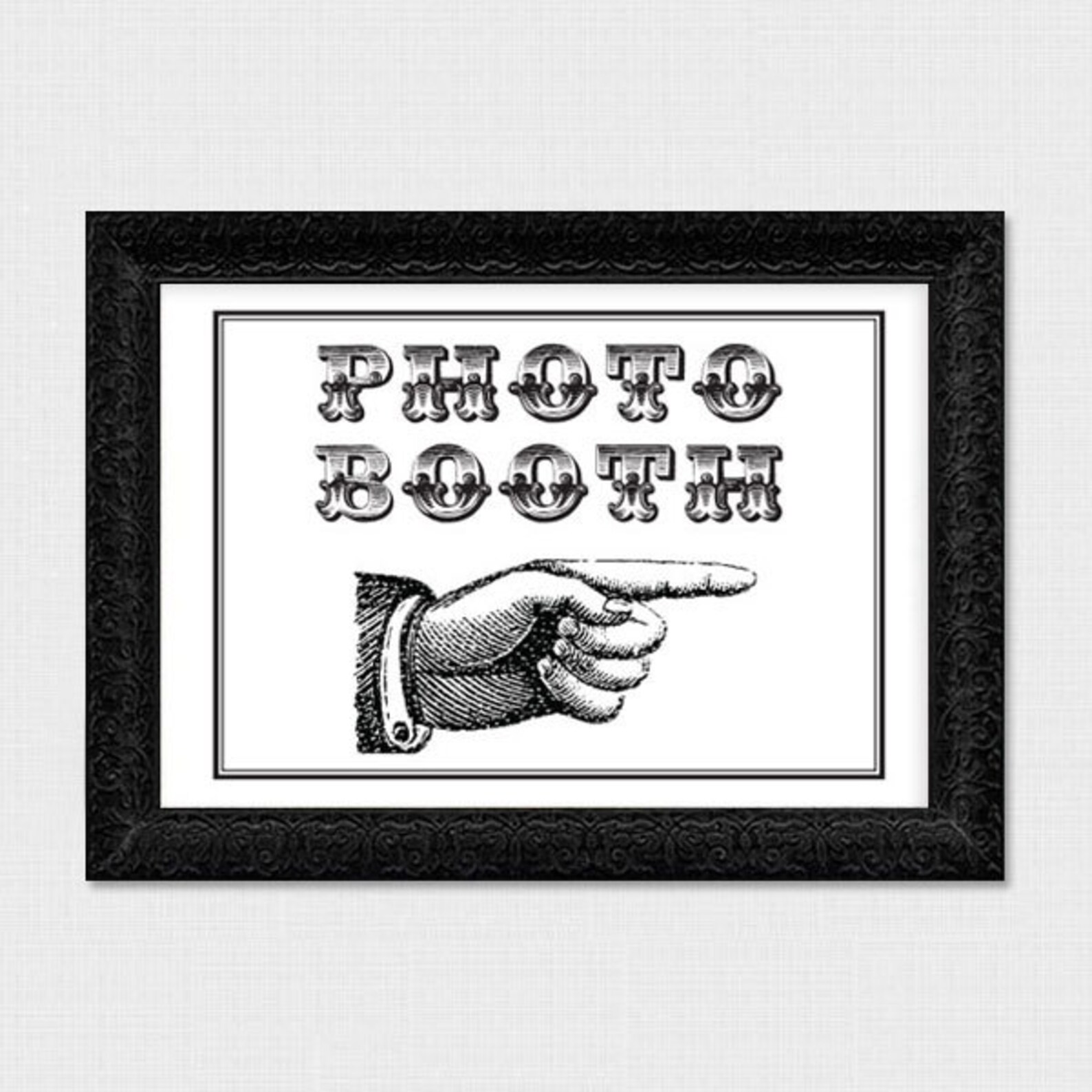 Vintage Pointing Hand Photo Booth Sign - Printable File Instant ...